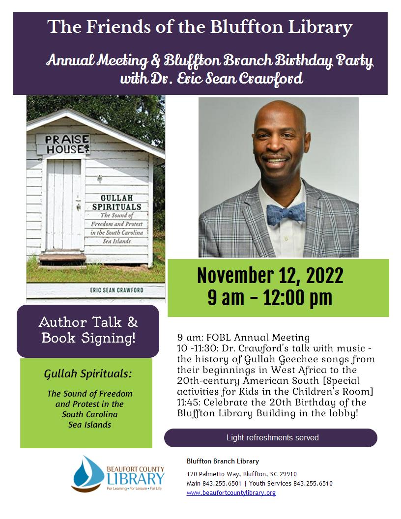 Author Talk & Book Signing! “Gullah Spirituals” by Eric Crawford ~ Nov ...