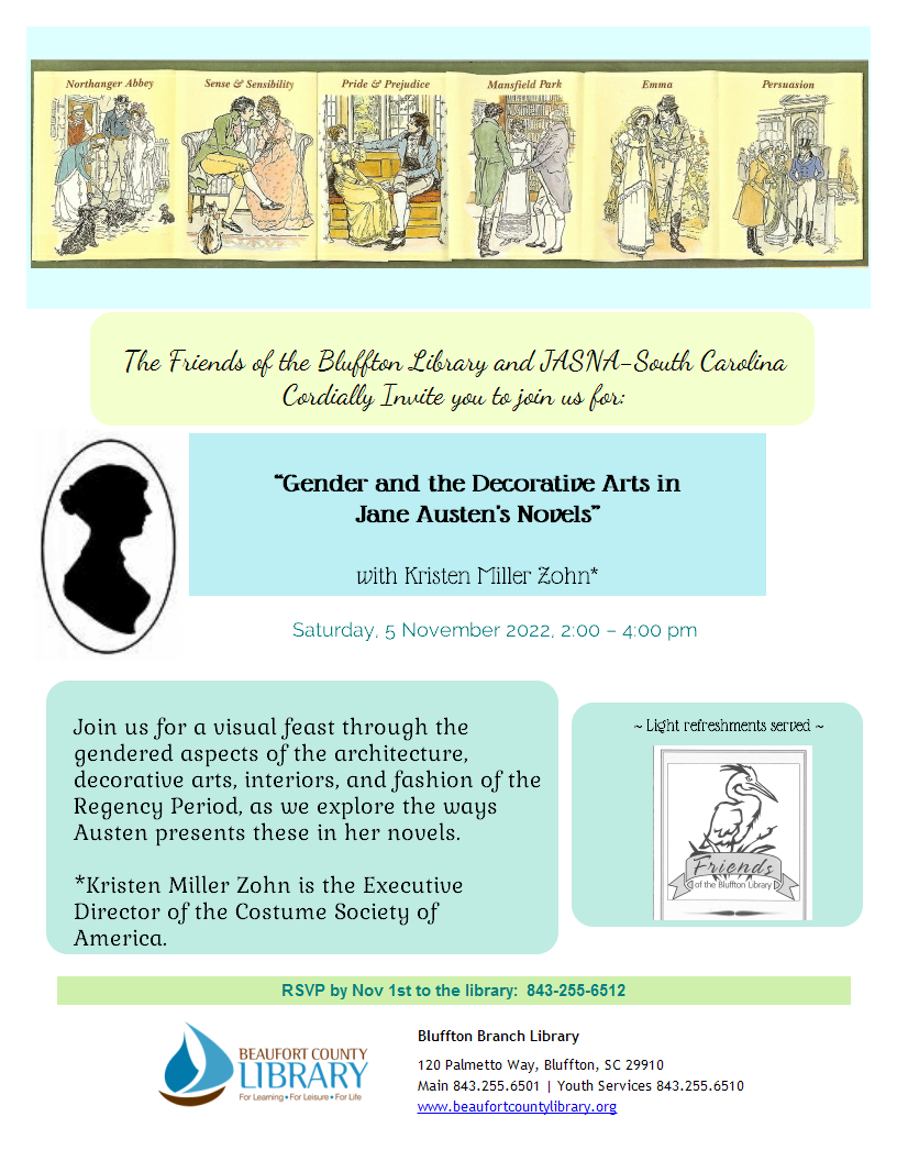 Jane Austen at the Bluffton Library ~ Nov 5th, 2-4 pm | Friends of the ...